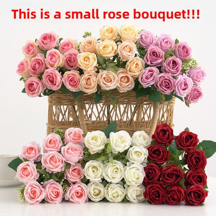 Os Small Rose Bouquet Artificial Flowers Home Decor Wedding Decoration ...