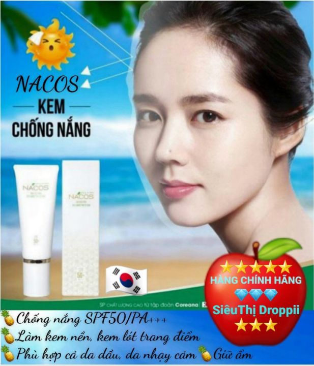 Kem chống nắng Nacos Hàn Quốc SPF 50 và PA+++ thuần thiên nhiên có thương hiệu nổi tiếng trên 30 ...