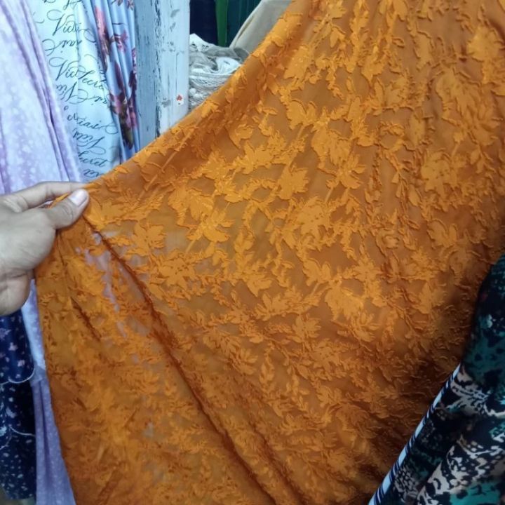 Kain Sifon Prada Uragiri Impor - Kain Sifon Citru - Kain Motif Timbul ...