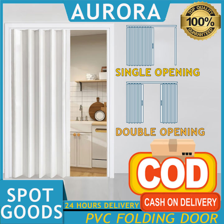 Aurora Folding door sliding door PVC indoor household partition rail ...