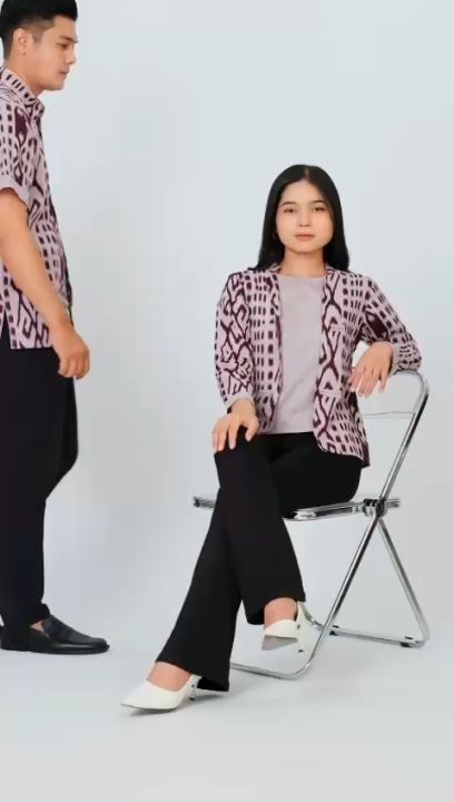 Atasan Batik Couple Ungu Muda Blouse Wanita Kemeja Pria Hem SKU DUWET ...