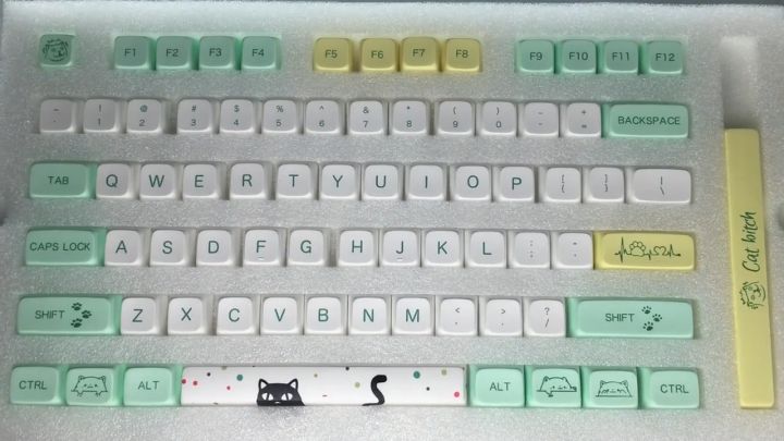 125 Keys Crazy Cat PBT Keycaps XDA Profile DYE-SUB English Keycap Set ...