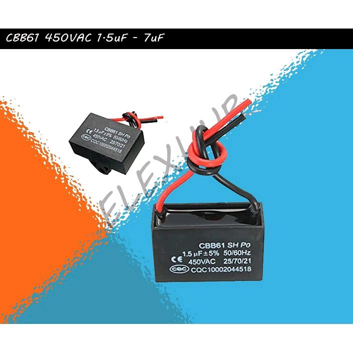CBB61 450VAC 1uF to 7uF Ceiling Fan Motor Running Starting Capacitor ...