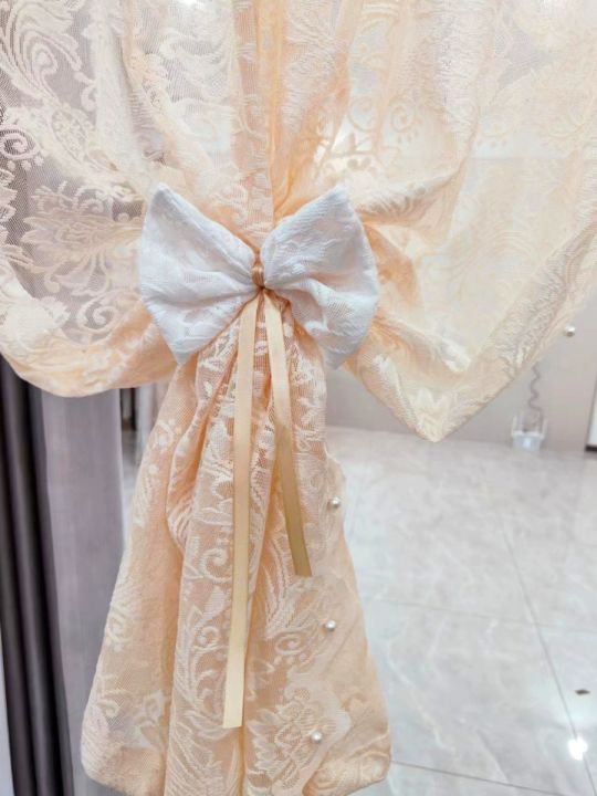 Handmade Lace Curtain Tie Pair French Style Light Luxury Curtain Rod ...