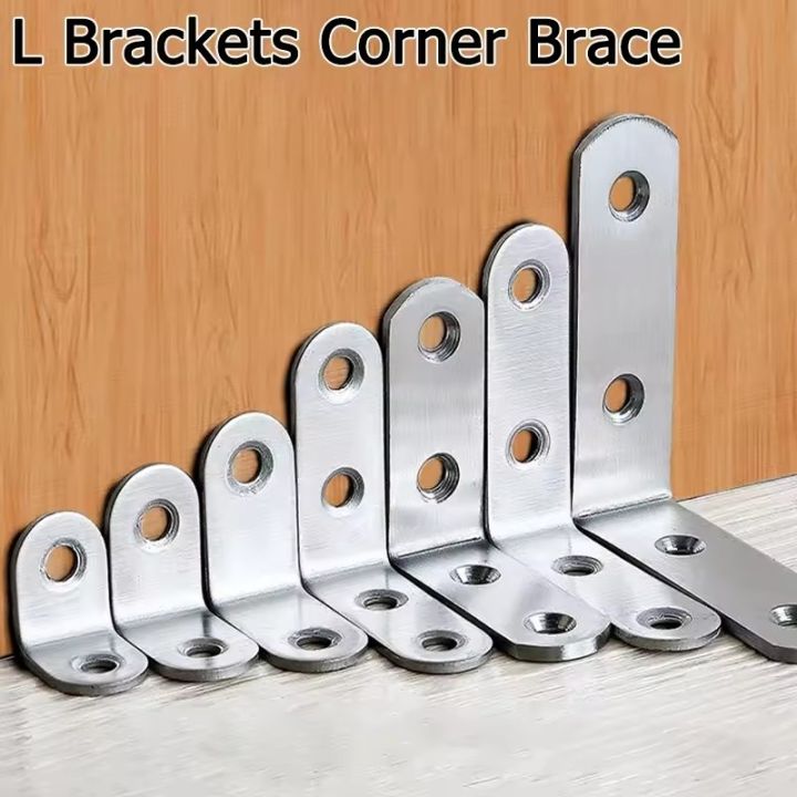 4/2set Stainless Steel 90 Degree Angle Corner Brackets with Screws L ...