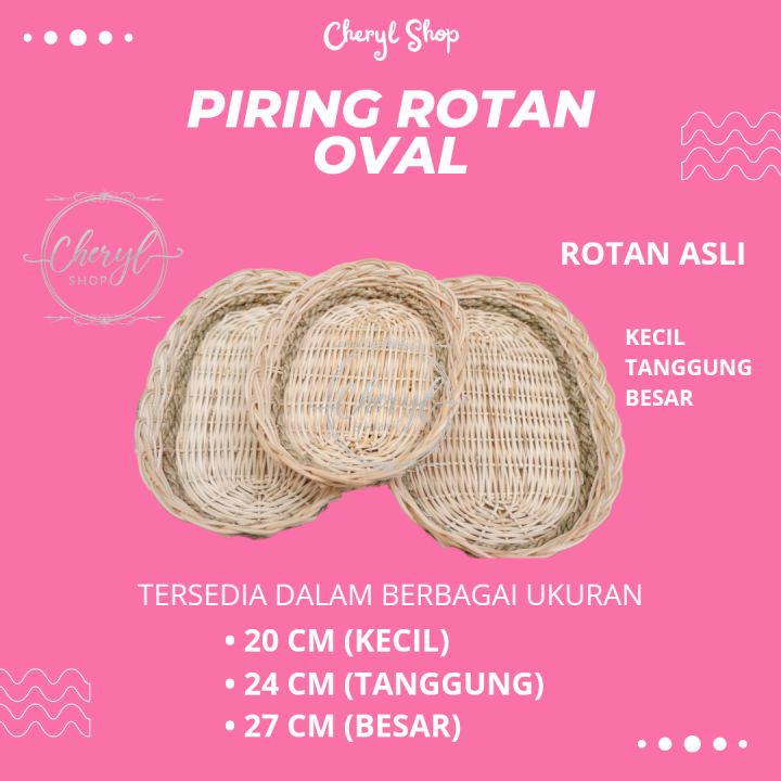 PIRING ROTAN ANYAM / PIRING ROTAN ASTHETIC / PIRING ROTAN OVAL KECIL ...