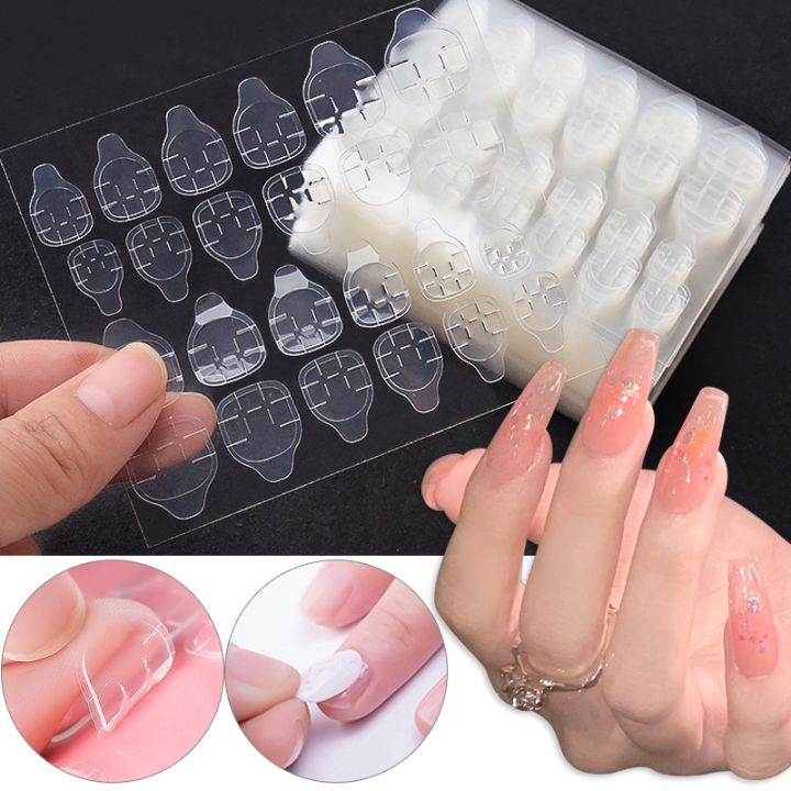 GL.24Pcs Transparent Waterproof Magic Paste Bride Fake Nail Tool ...
