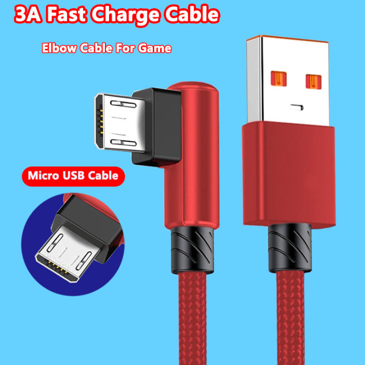 3A Micro USB Elbow Fast Charge Data Cord Nylon Braided For Samsung ...