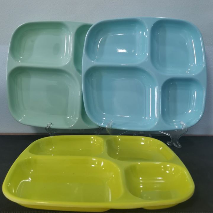 3/6 pcs. Pastel Colored 4-in-1 Melamine Partition Plate/Divider Plate ...