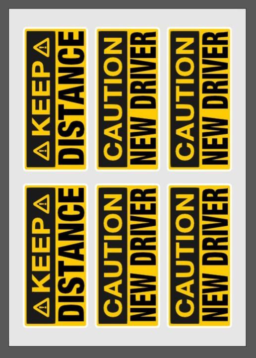 CAUTION NEW DRIVER & KEEP DISTANCE CAR DECAL STICKER A4 SIZE | Lazada PH