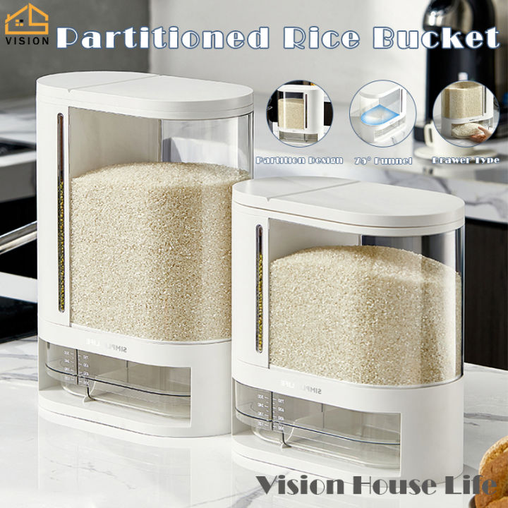 Vision 7kg/11kg Automatic Measurable Rice Bucket Partitioned Self ...