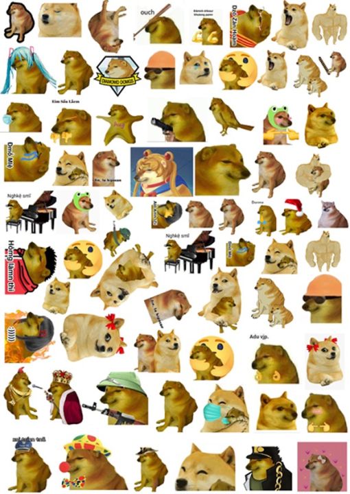 Sticker cheems 30-60 cái ép lụa khác nhau/ hình dán cheems meme | Lazada.vn