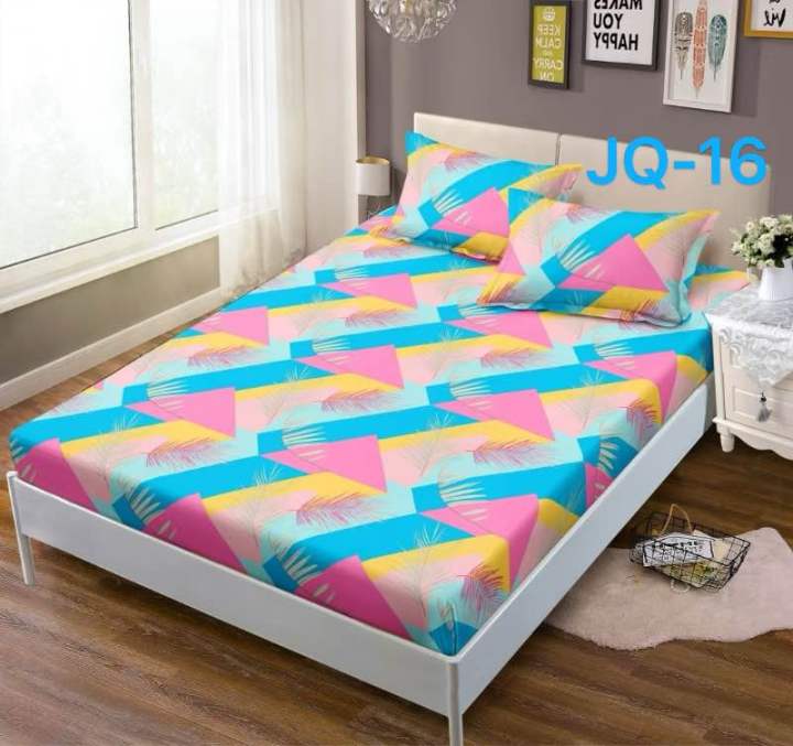 3 in 1 Bed sheet Cotton Full Garterized Fitted Bedsheet with 2 pcs ...