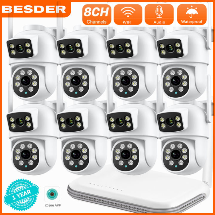 BESDER 8CH Mini NVR CCTV Camera 4K WiFi Camera Dual Screen Automatic ...