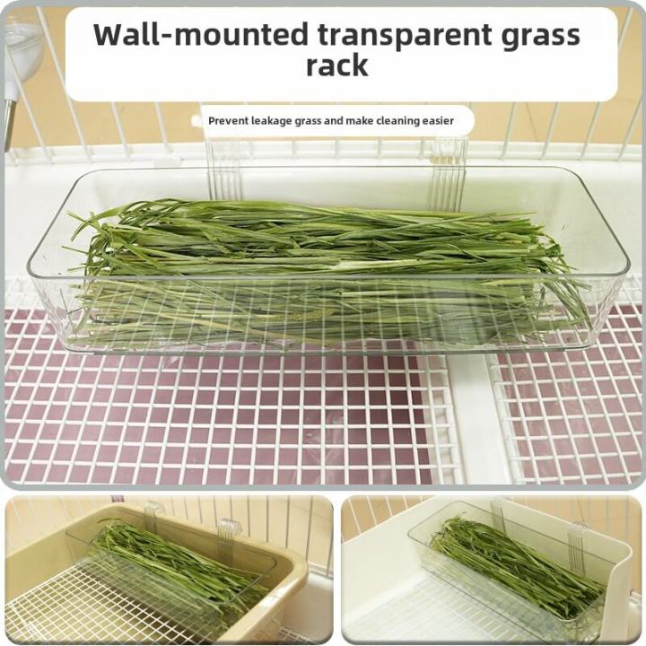 Transparent Rabbit Grass Rack Built-In Anti-Theft Food Bowl Guinea Pig ...