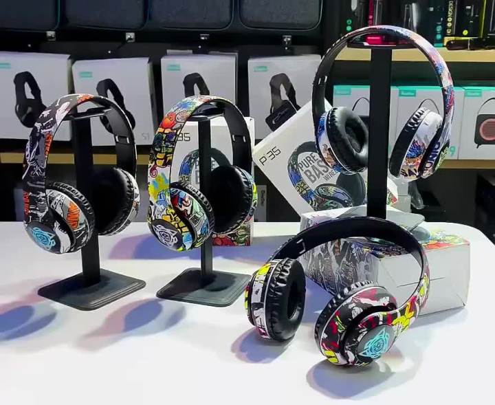 LED Graffiti Foldable Wireless Bluetooth Headphones Noise Canceling ...