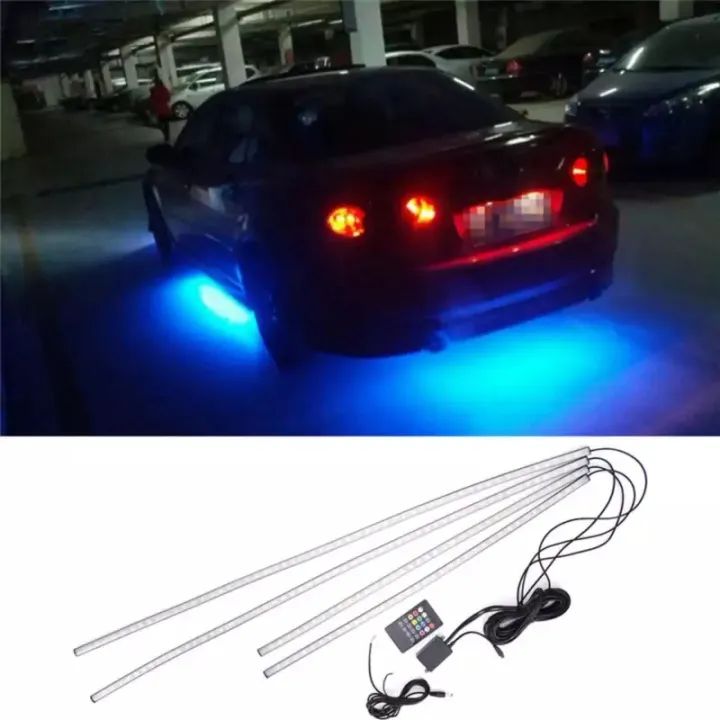 RGB LED Under Car Tube Strip Underbody Glow Neon Light Kit Wireless ...
