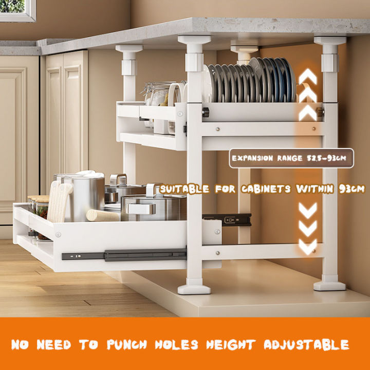 Kitchen Cabinet 2 in 1 Pull Out Dish Rack Kitchen Dish Rack Kitchen ...