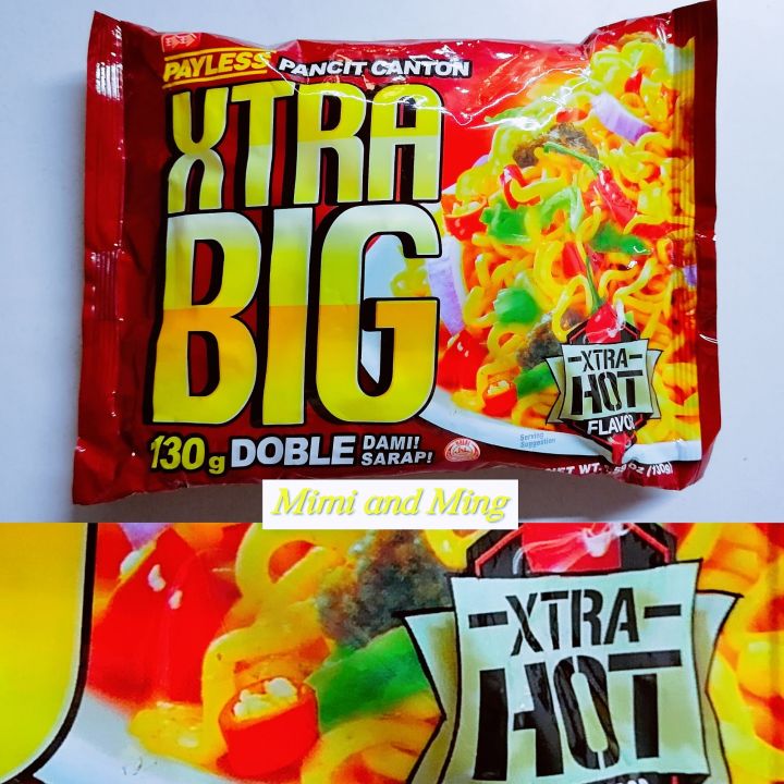 Payless Pancit Canton Xtra Big. Xtra Hot Flavor. Net Weight: 125g ...