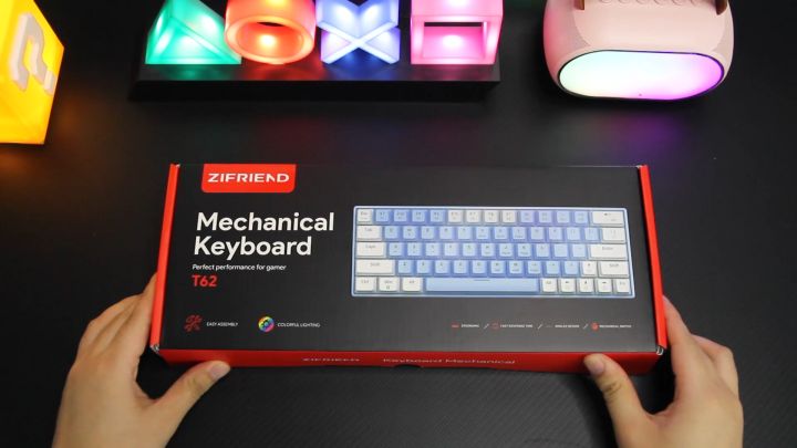 【จัดส่งภายใน 3 วัน】 ZIFRIEND T62 63Keys คีย์บอร์ดแบบกลไกแบบมีสายมินิ ...