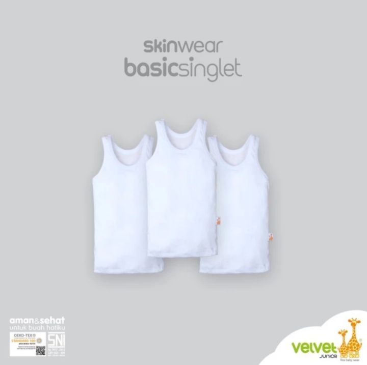 3 pcs Basic Singlet Velvet Junior Kaos Dalam Putih NB, S, M, L, 2L/LB, 2, 3 | Lazada Indonesia