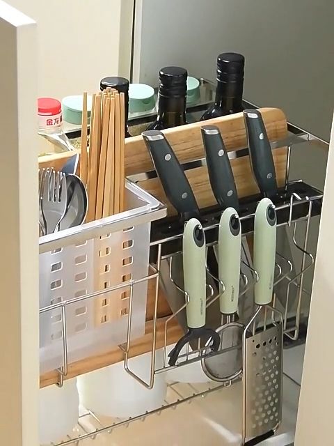 GAA Stainless Pull Out Kitchen Cabinet Condiments Racks Organizer ...