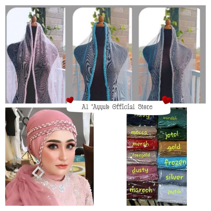Slayer Pengantin Muslim Veil Mutiara 1 Baris Premium | Lazada Indonesia