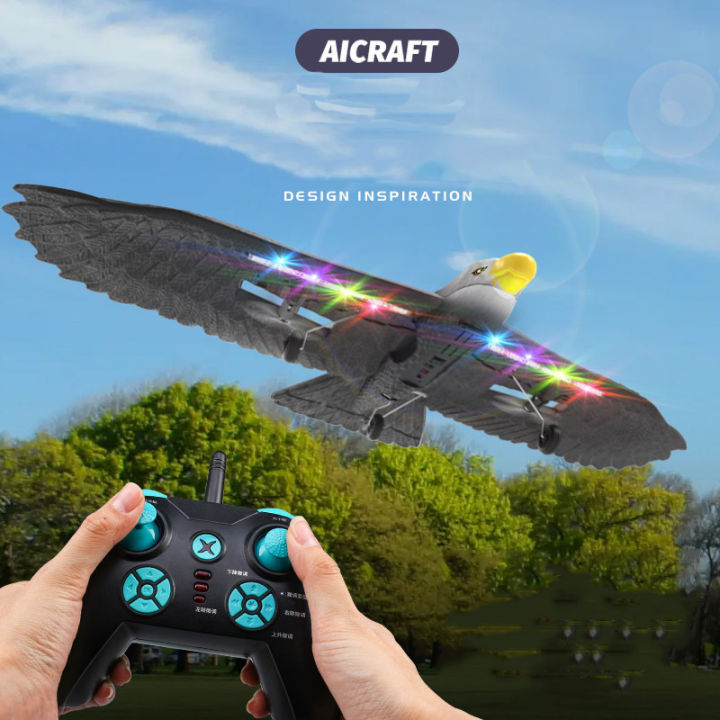 rc plane big size 2.4G Remote Control Plane Black Hawk Glider with Gyro ...