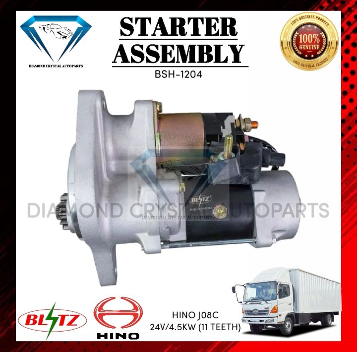 STARTER ASSEMBLY HINO J08C HINO 500 24V/4.5KW 11 TEETH "BLITZ BRAND ...
