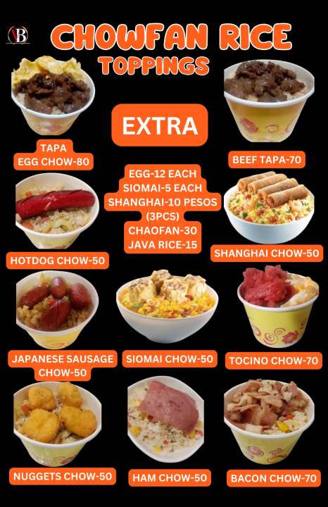 Laminated CHOWFAN RICE TOPPINGS Signages A4 Size water proof makapal ...