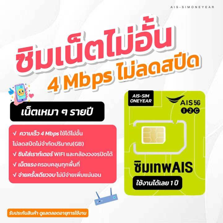 ซิมรายปี ซิมเทพAIS 4mbps+ เน็ตไม่อั้น ไม่ลดสปีด ไม่จำกัดปริมาณการใช้ 1ปีเต็ม | Lazada.co.th