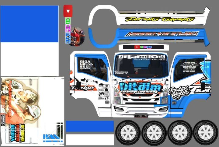 [Bayar Di Tempat] Stiker truk ditdim biru putih 2 lembar ukuran besar ...