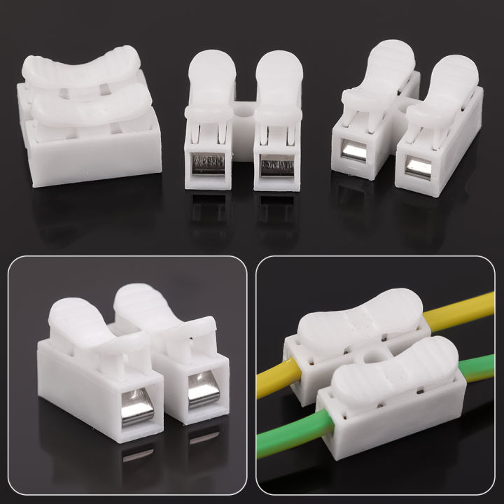20pcs Fast Connector Ch 2 Reusable Terminal Block Safe Spring Quick