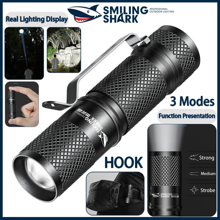 Smiling Shark SD5226 Flashlight Portable Small Torch Light Rechargeable ...