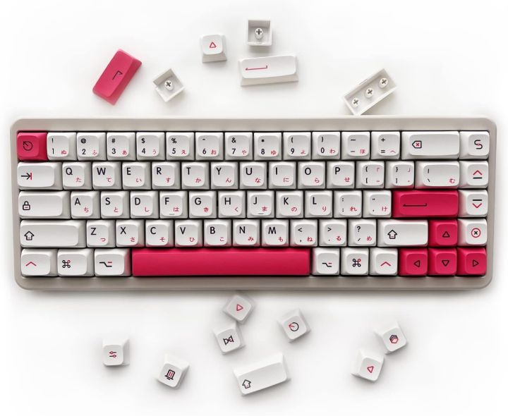 XDA Custom Keycaps 124 Keys(PBT XDA Dye-Sub) Cute Pink Japanese English ...