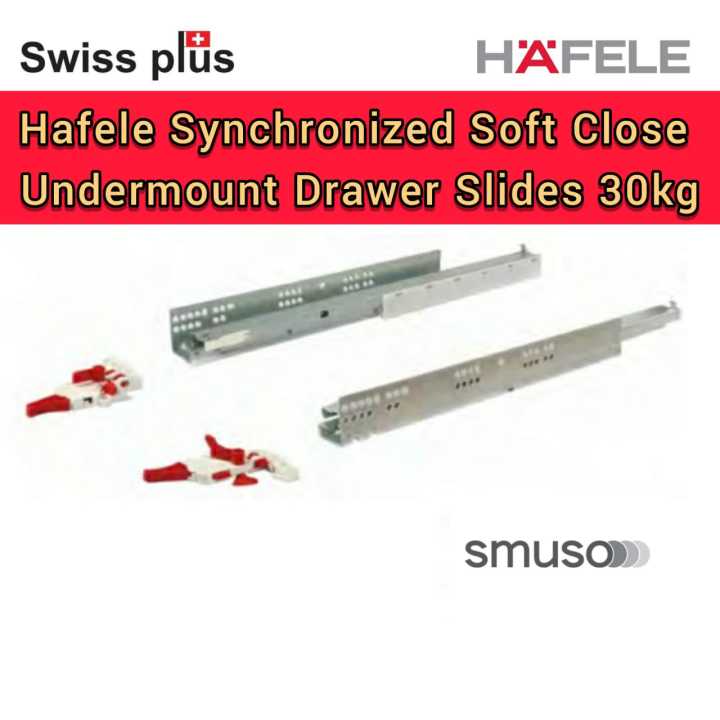 Hafele Soft Close Undermount Drawer Slide (30kg) | Lazada