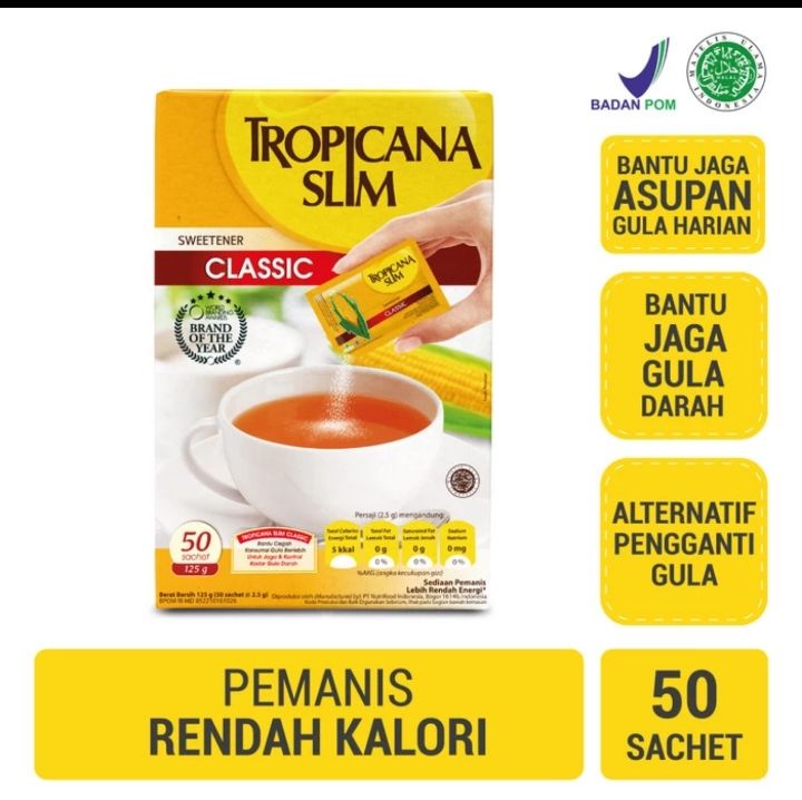 Gula Tropicana slim Classic 50 sachet gula diet gula sehat gula rendah ...