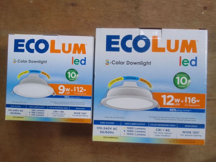 ECOLUM LED 3 COLOR TRICOLOR DOWNLIGHT 7W,9W, 12W DAYLIGHT,WARM WHITE ...