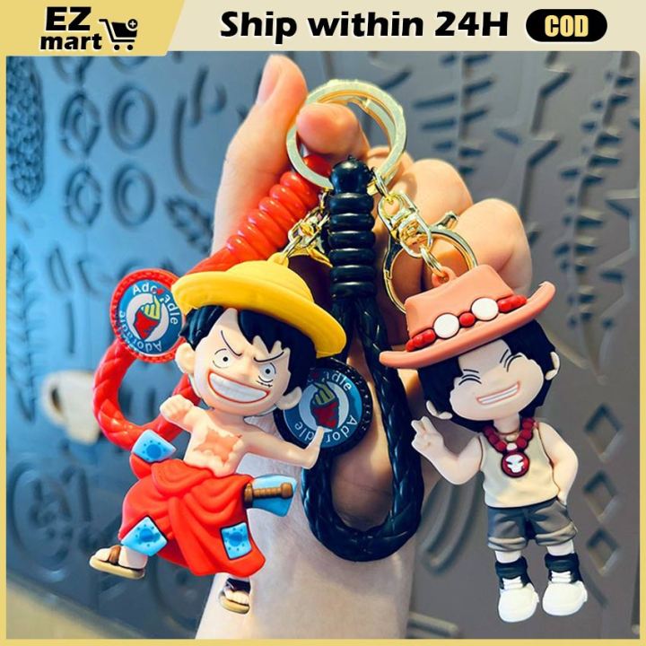 Anime Cartoon ONE PIECE Keychain Monkey D. Luffy Zoro Action Figure ...