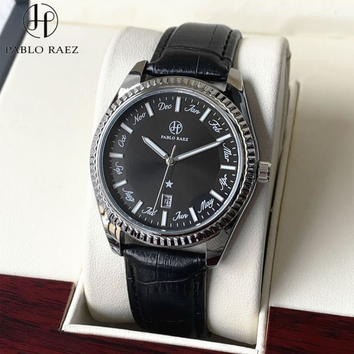 PABLO RAEZ นาฬิกาที่นำเข้าควอตซ์จอแสดงปฏิทินเรืองแสงสำหรับกันน้ำผู้ชาย ...