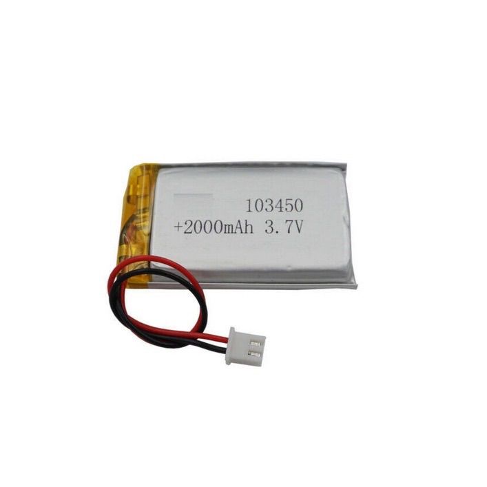 แบตเตอรี่ 103450 เข้าหัว xh2.54 2 pin 3.7V 2000MAH lipo polymer lithium rechargeable battery ...