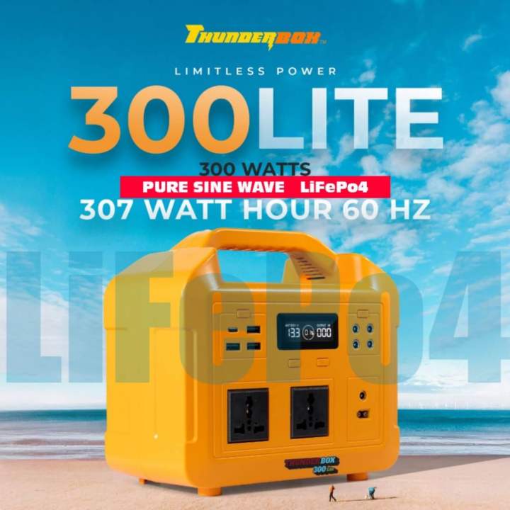 Thunderbox 300w lifepo4 powerstation 300 Lite, 307wh, Pure Sine wave, 220V 60hz | Lazada PH