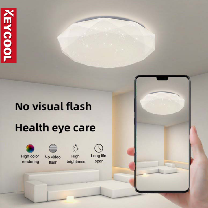 LED Modern Ceiling Light Tri Color For Living Room Bedroom Diamond ...