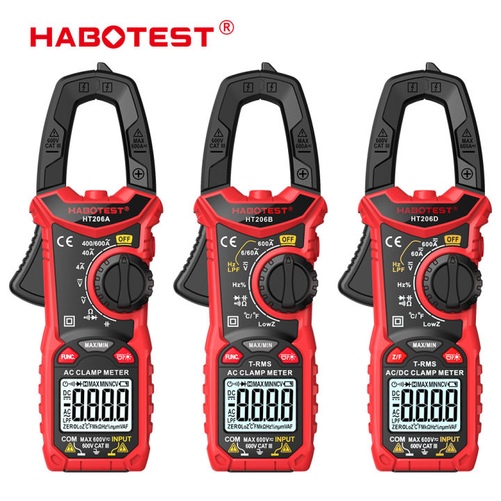 HABOTEST HT206 Digital Clamp Meter 600V AC/DC 6000 Counts Current Auto ...