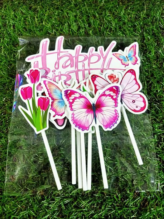 Topper cake butterfly kupu-kupu happy birthday | Lazada Indonesia