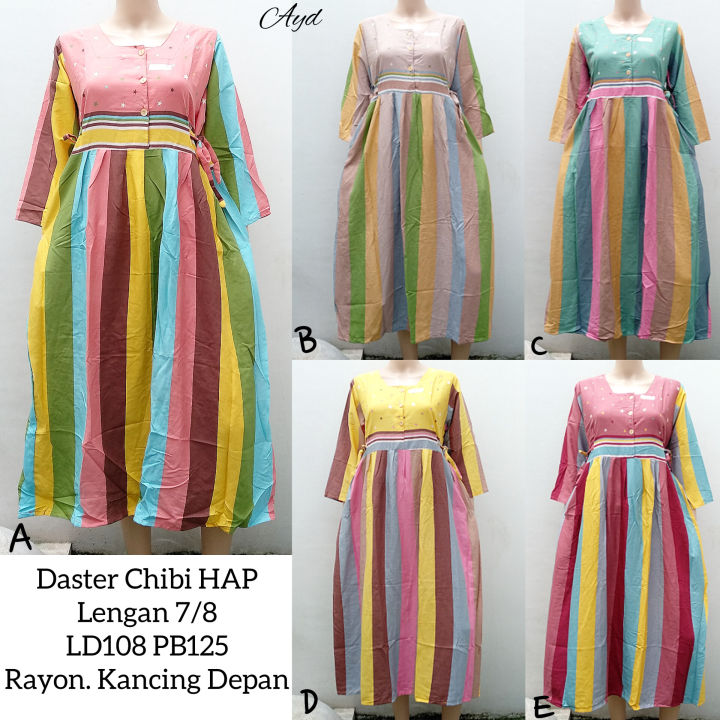 Daster chibi lengan 7/8 Chibi HAP kancing depan busui bumil chibi tali ...