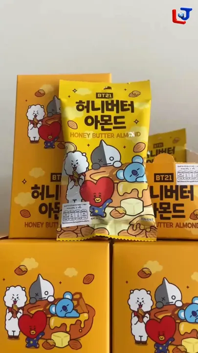 BT21 HONEY BUTTER ALMOND 30g / บีทีทเวนตี้วัน ฮันนี่ บัตเตอร์ อัลมอนด์ (อัลมอนด์คั่วรสเนยน้ำผึ้ง ...