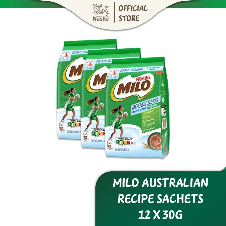 [Bundle of 3] MILO Australian Recipe Sachets (12 x 30g) | Lazada Singapore