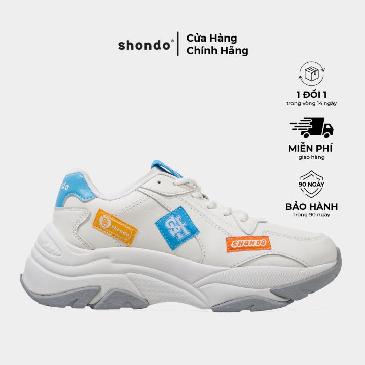 [Nên tăng 1 size]Giày Shondo Chunky S1 Stamp Trắng In Nhiều Logo Màu ...