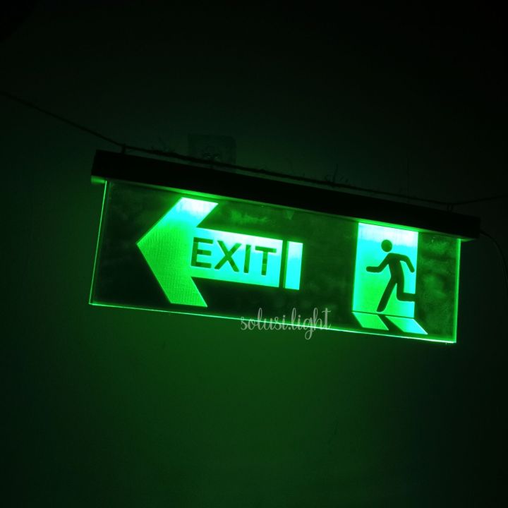 Lampu EXIT Akrilik LED 30 x 10cm - Lampu Darurat Emergency Exit 2 Sisi ...